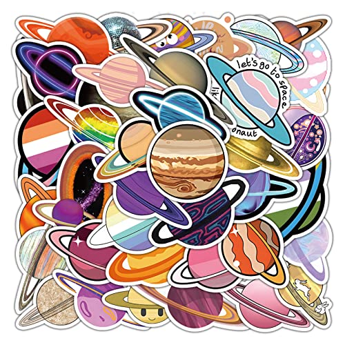 Space Planet Stickers Pack, Galaxy Stickers 60PCS Cute Space Stickers for Kids Teens Adults Glueewee Waterproof Vinyl Stickers for Water Bottles Laptop Scrapbook Journal