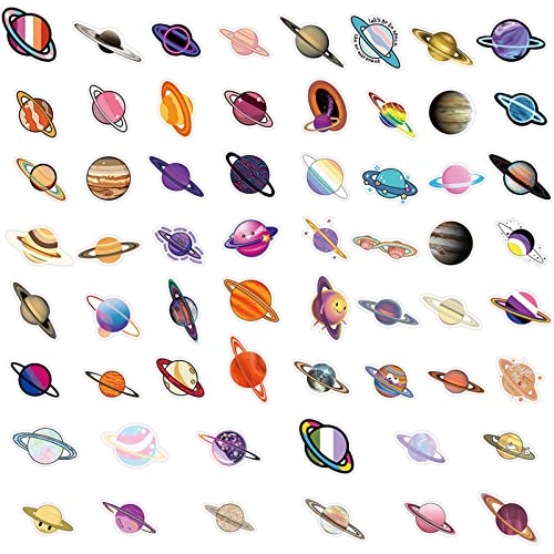 Space Planet Stickers Pack, Galaxy Stickers 60PCS Cute Space Stickers for Kids Teens Adults Glueewee Waterproof Vinyl Stickers for Water Bottles Laptop Scrapbook Journal