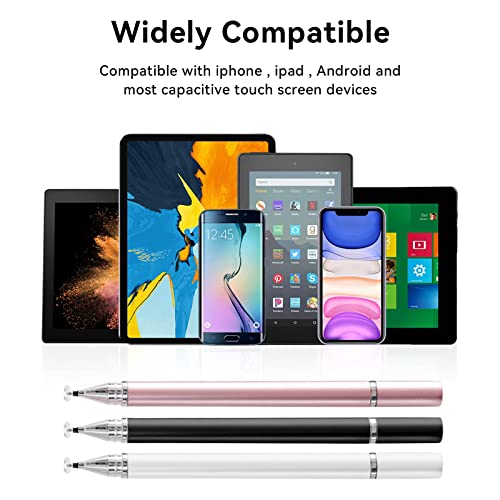 Fourmor Universal Stylus Pens for Touch Screens ，(3 Pcs) - StylusHome Magnetic Disc Universal Stylus Pens Touch Screens for Apple/iPhone/Ipad pro/Air/Android All Touch Screens - Black/White/Rose Gold