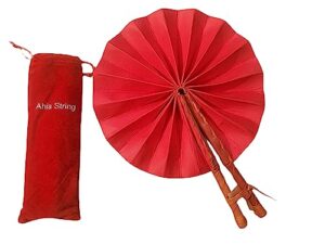 african fabric folding fan/church fan/ankara fan/leather folding fan/wedding fan/sport fan/red african fan/pouch included!