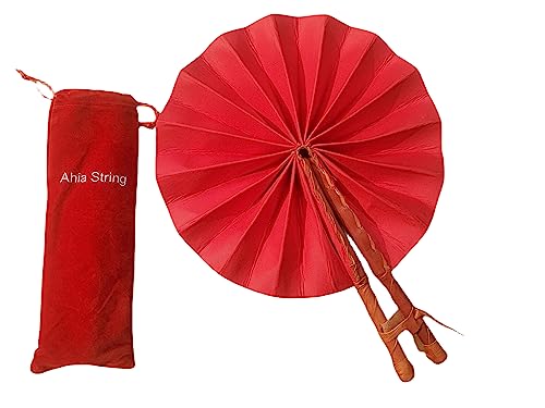 African Fabric Folding Fan/Church fan/Ankara fan/Leather folding fan/Wedding fan/Sport fan/Red African fan/Pouch Included!