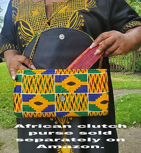 African Fabric Folding Fan/Church fan/Ankara fan/Leather folding fan/Wedding fan/Sport fan/Red African fan/Pouch Included!