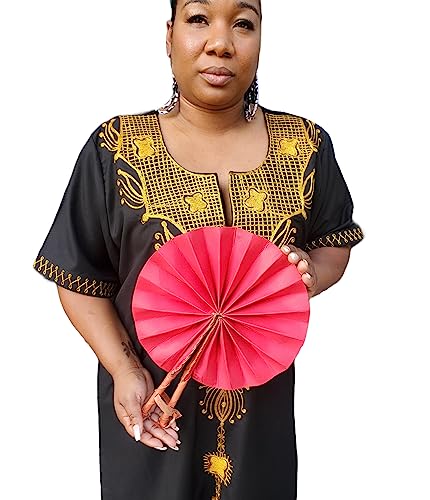 African Fabric Folding Fan/Church fan/Ankara fan/Leather folding fan/Wedding fan/Sport fan/Red African fan/Pouch Included!