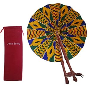 African Fabric Folding Fan/Church fan/Ankara fan/Leather fold fan/Wedding fan/Sport fan/Multicolor African fan/Pouch Included!