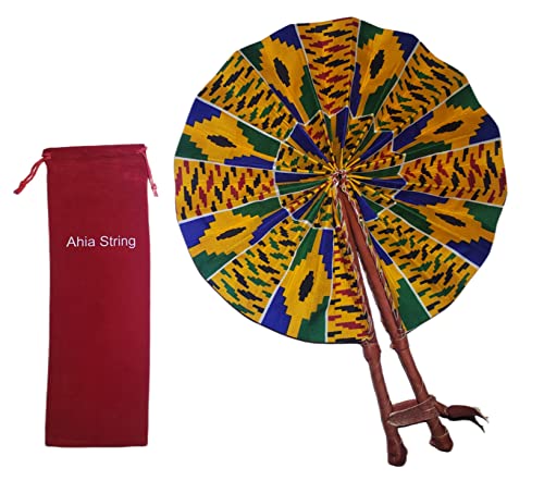 African Fabric Folding Fan/Church fan/Ankara fan/Leather fold fan/Wedding fan/Sport fan/Multicolor African fan/Pouch Included!