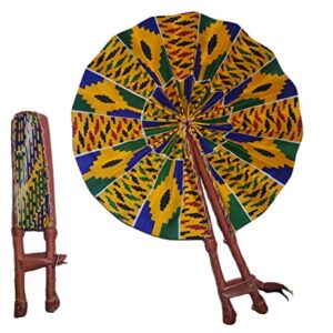 African Fabric Folding Fan/Church fan/Ankara fan/Leather fold fan/Wedding fan/Sport fan/Multicolor African fan/Pouch Included!