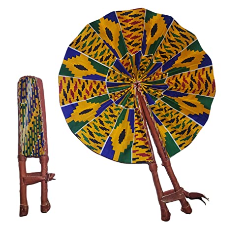 African Fabric Folding Fan/Church fan/Ankara fan/Leather fold fan/Wedding fan/Sport fan/Multicolor African fan/Pouch Included!