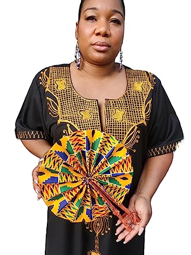 African Fabric Folding Fan/Church fan/Ankara fan/Leather fold fan/Wedding fan/Sport fan/Multicolor African fan/Pouch Included!