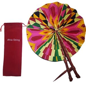 African Fabric Folding Fan/Church fan/Ankara fan/Leather folding fan/Wedding fan/Sport fan/Multicolor African fan/Pouch Included!