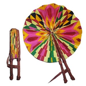 African Fabric Folding Fan/Church fan/Ankara fan/Leather folding fan/Wedding fan/Sport fan/Multicolor African fan/Pouch Included!