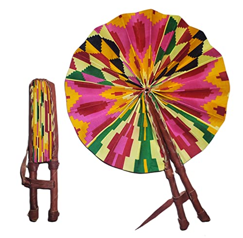 African Fabric Folding Fan/Church fan/Ankara fan/Leather folding fan/Wedding fan/Sport fan/Multicolor African fan/Pouch Included!