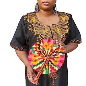 African Fabric Folding Fan/Church fan/Ankara fan/Leather folding fan/Wedding fan/Sport fan/Multicolor African fan/Pouch Included!