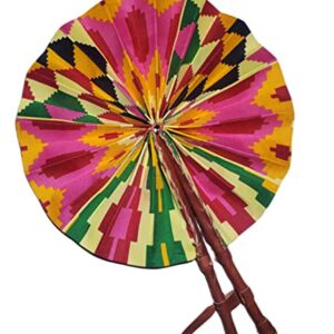 African Fabric Folding Fan/Church fan/Ankara fan/Leather folding fan/Wedding fan/Sport fan/Multicolor African fan/Pouch Included!