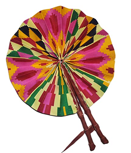 African Fabric Folding Fan/Church fan/Ankara fan/Leather folding fan/Wedding fan/Sport fan/Multicolor African fan/Pouch Included!