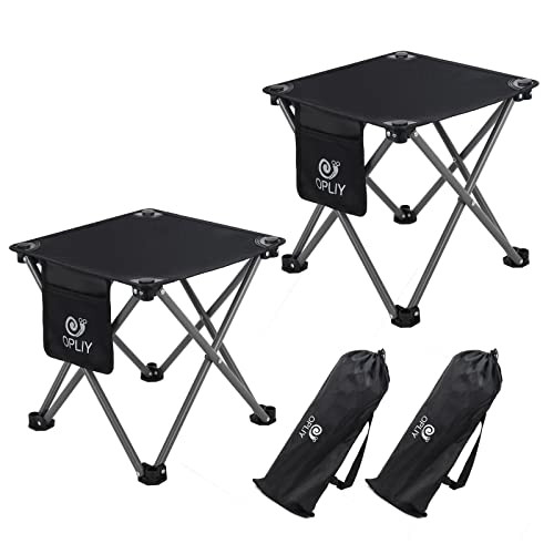 Opliy Camping Stool 2 Pack,13.5 Inch Portable Folding Stool for Outdoor Gardening and Beach Hiking Fishing,Foot Stool with Carry Bag (Black)