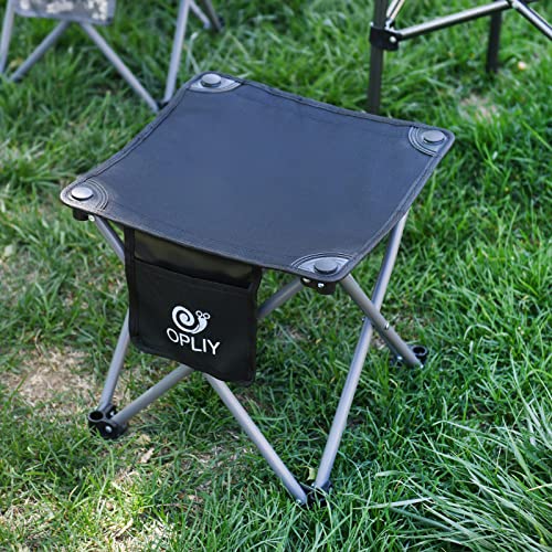 Opliy Camping Stool 2 Pack,13.5 Inch Portable Folding Stool for Outdoor Gardening and Beach Hiking Fishing,Foot Stool with Carry Bag (Black)