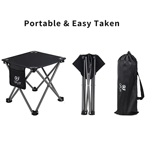 Opliy Camping Stool 2 Pack,13.5 Inch Portable Folding Stool for Outdoor Gardening and Beach Hiking Fishing,Foot Stool with Carry Bag (Black)