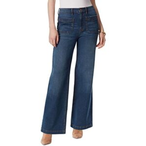 jessica simpson womens denim whisker wash wide leg jeans blue 26