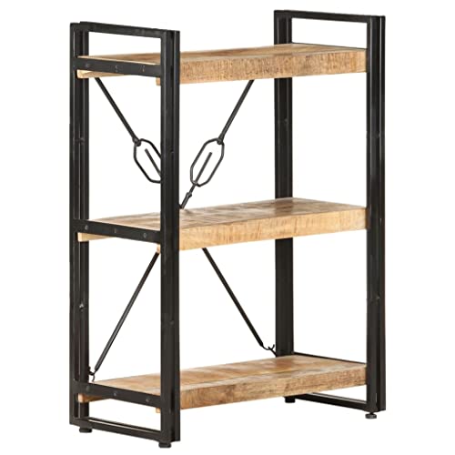 3-Tier Bookcase,Industrial Shops Shelf,Display Shelves for Collectibles,Open Shelving Unit,Bathroom Storage Rack,Use in Living Room, Bathroom and Plants,Balcony, 23.6"x11.8"x31.5" Solid Mango Wood