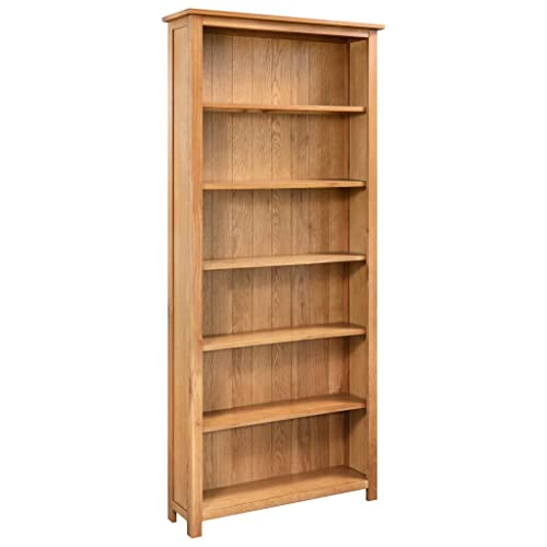 YUHI-HQYD 6-Tier Bookcase,Shelves for Living Room,Display Shelf,Retro Bookshelf,Assembly Required,Suitable for Family Storage,Office Display,Book Placement, 31.5"x8.9"x66.9" Solid Oak Wood