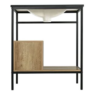 Polibi 30" Bathroom Vanity with Single Sink, Bathroom Cabinet with Metal Frame and Base Wooden Cabinet, Black