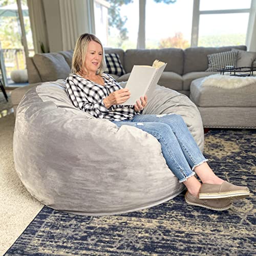 WhatsBedding 3 ft Bean Bag Chairs for Adults/Teens with Filling, Medium Bean Bag Sofa with Memory Foam, Furniture Bag with Soft Dutch Velvet Cover, Dark Gray, 3 Foot