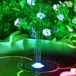 AMZtime Solar Fountain with Light, 5.5W LED Light Solar Birdbath Fountain, 3000mAh Battery & 8 Nozzles Solar Fountain Pump for Pond, Birdbath, Pool, Garden.