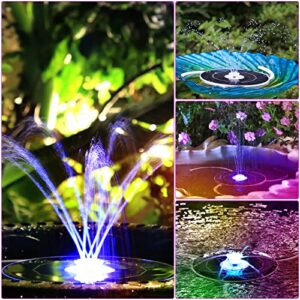 AMZtime Solar Fountain with Light, 5.5W LED Light Solar Birdbath Fountain, 3000mAh Battery & 8 Nozzles Solar Fountain Pump for Pond, Birdbath, Pool, Garden.