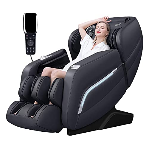 iRest A306 2023 Massage Chair, Full Body Zero Gravity Recliner with Yoga Stretching, Intelligent Voice Control, SL Track, Foot Rollers, Airbags, Heating, and Bluetooth (Black)