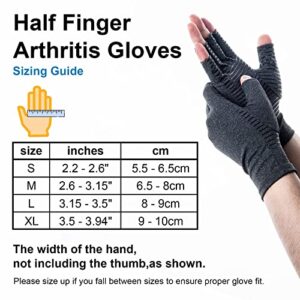 Weafonty 1 Pair Compression Arthritis Gloves Premium Arthritic Joint Pain Relief Hand Gloves Therapy Open Fingers Compression Gloves (Large (3.15"-3.5"))