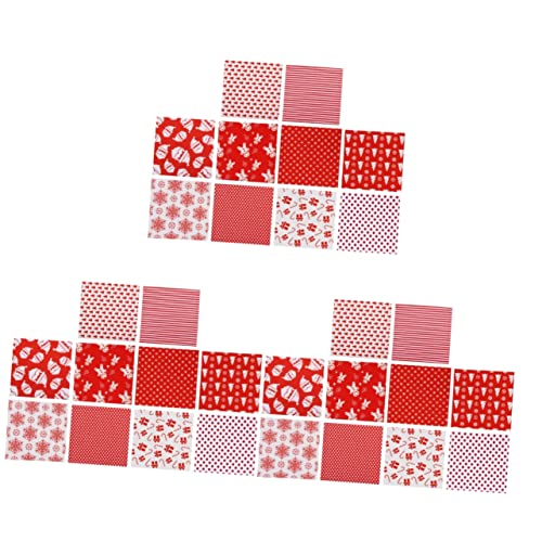 Ciieeo 60 pcs for Xmas Bag Red Bundle Doll Scraps Cloth Patchwork Floral Fat Christmas Wreath Pre-Cut Printed Sewing Supplies Dress Crafting Quarters Quilting Fabrics Multi-Color Craft