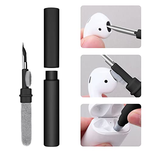 AOMIG Airpod Cleaner Kit, 3 in 1 Earbuds Cleaning kit,Phone Cleaner kit with Soft Brush for Wireless Earphones Bluetooth Headphones Charging Box Accessories, Computer, Keyboard, Camera(Black)