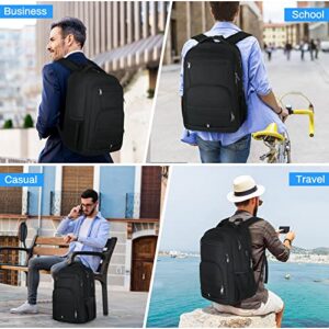 RAINSMORE Laptop Backpack 17 Inch Large Travel Backpack for Men Women Waterproof Computer Backpack Work Business College Backpack Bookbag TSA Friendly Carry on Backpack with USB Port, Black