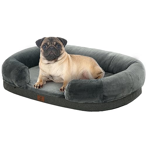 Yiruka Dog Beds for Medium Dogs, Washable Dog Bed with Removable Cover, Orthopedic Dog Bed with Egg-Crate Foam, Waterproof Dog Bed Nonskid Bottom, Pet Bed Medium Dog Bed