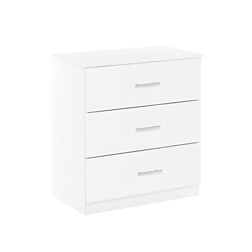 Furinno Tidur Simple Design Dresser, 3-Drawer Handle, Solid White