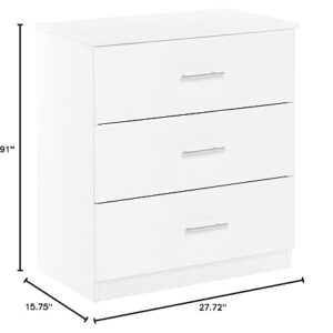 Furinno Tidur Simple Design Dresser, 3-Drawer Handle, Solid White