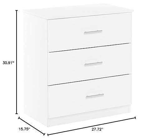 Furinno Tidur Simple Design Dresser, 3-Drawer Handle, Solid White