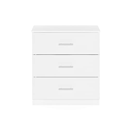 Furinno Tidur Simple Design Dresser, 3-Drawer Handle, Solid White