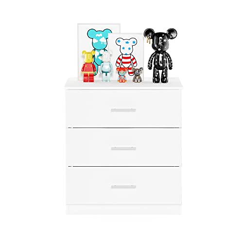 Furinno Tidur Simple Design Dresser, 3-Drawer Handle, Solid White