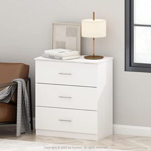 Furinno Tidur Simple Design Dresser, 3-Drawer Handle, Solid White