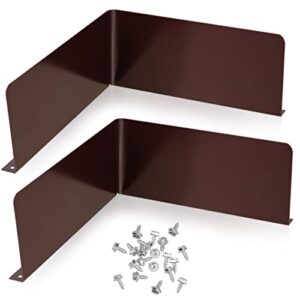 2 pcs gutter valley splash guards 15.75 x 3.54 x 0.59 inches downspout diverter roof rain diverter with 20 pcs matching gutter screws foldable rain gutter guards for corner house, bent style (brown)