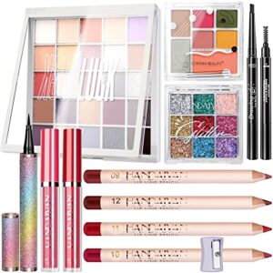 all in one makeup sets makeup kit for women full kit, jikuea makeup kits for women, girls or teens,include eyeshadow&facial&sequin palette lipglaze&lipline eyebrow&eyeliner