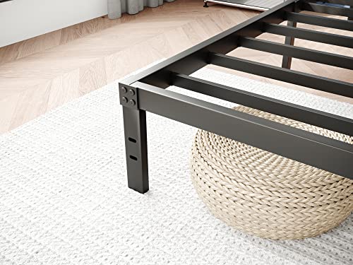 Minimalist Studio Metal Bed Frame – Heavy Duty Mattress Foundation with Anti-Slip Steel Slat Support, Durable Platform Base with Underbed Storage, Easy Assembly (Full)