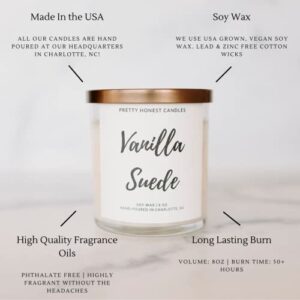 Pretty Honest Candles Vanilla Suede Soy Candle | Soy Wax Candles for Home | Scented Soy Candle | 8oz Glass Jar | Made in the USA