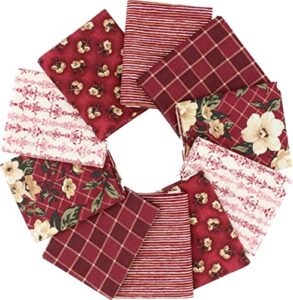 choice fabrics bri's home collection - fat quarter bundle - 10 pack (burgundy)