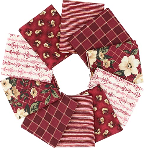 Choice Fabrics Bri's Home Collection - Fat Quarter Bundle - 10 Pack (Burgundy)