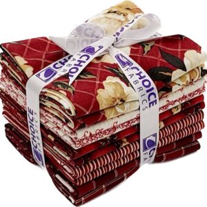 Choice Fabrics Bri's Home Collection - Fat Quarter Bundle - 10 Pack (Burgundy)