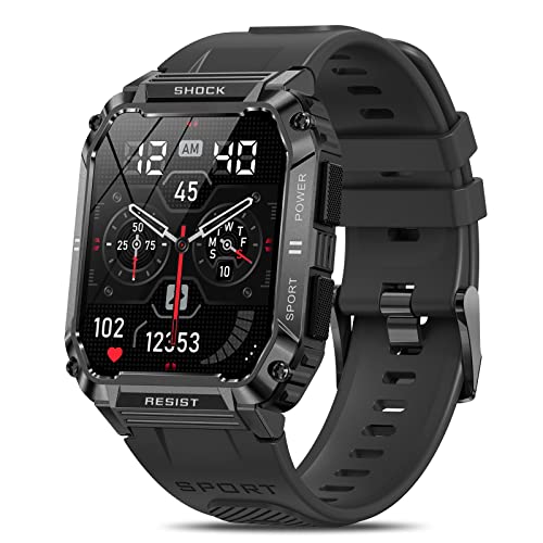 Smart Watches for Men, Bluetooth Call (Answer/Make Call) Smartwatch IP68 Waterproof Fitness Watch Tracker for Android iOS iPhones with Heart Rate Blood Pressure SpO2, 1.95" Tactical Sports Smartwatch