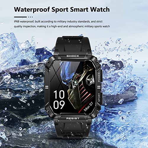 Smart Watches for Men, Bluetooth Call (Answer/Make Call) Smartwatch IP68 Waterproof Fitness Watch Tracker for Android iOS iPhones with Heart Rate Blood Pressure SpO2, 1.95" Tactical Sports Smartwatch