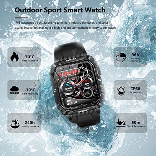 Smart Watches for Men, Bluetooth Call (Answer/Make Call) Smartwatch IP68 Waterproof Fitness Watch Tracker for Android iOS iPhones with Heart Rate Blood Pressure SpO2, 1.95" Tactical Sports Smartwatch